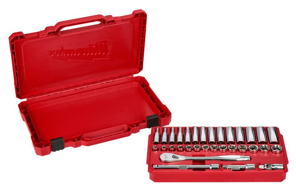 Milwaukee 3/8 in. Drive 32 pc. Ratchet & Socket Set - Metric 48-22-9508 - Acme Tools