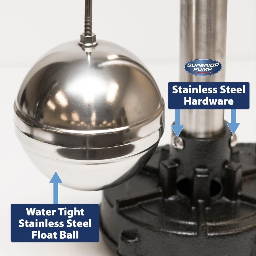 Superior Pump 1/2 HP Stainless Steel and Cast Iron Pedestal Sump Pump 92551 from Superior Pump ...