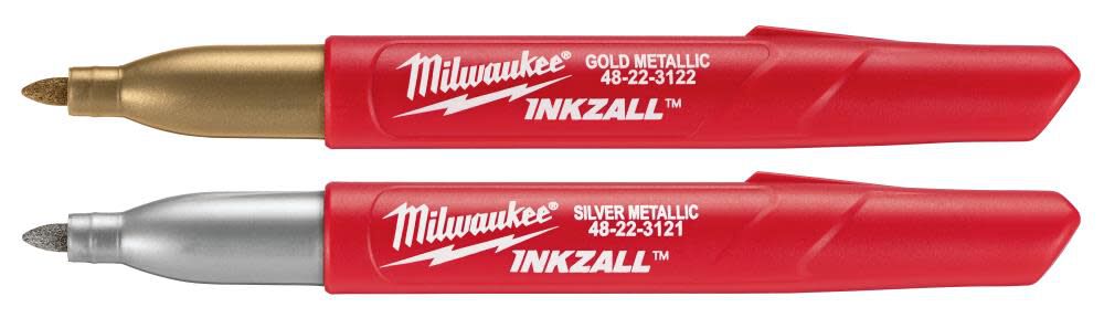 Milwaukee INKZALL Silver/Gold Fine Point Markers (2 Pack) 48-22-3123 ...