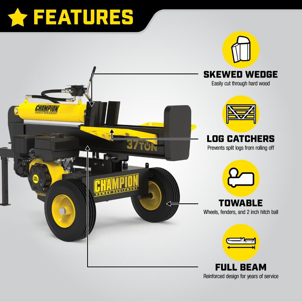 Champion Power Equipment 37 Ton Gas Powered Log Splitter with Auto ...