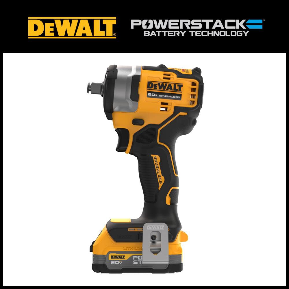 DEWALT 20V MAX 1/2in Impact Wrench & POWERSTACK Compact Battery ...