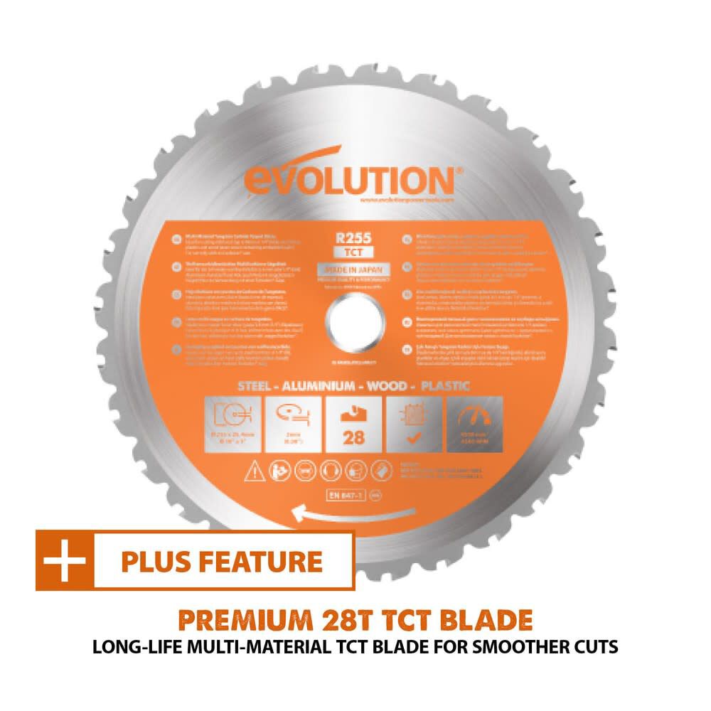 Evolution Power Tools 15A 2600 Rpm Dual Bevel Sliding Miter Saw with 10 ...