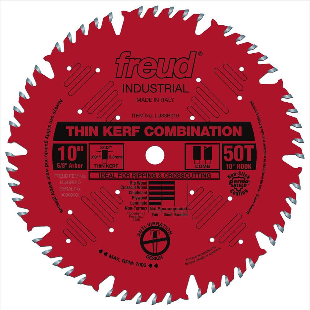 Freud 10in Thin Kerf Combination Blade with Perma-SHIELD Coating ...