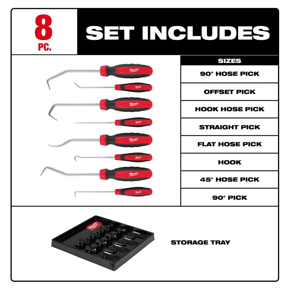 Milwaukee Hook & Pick Set 8pc 48-22-9218 - Acme Tools