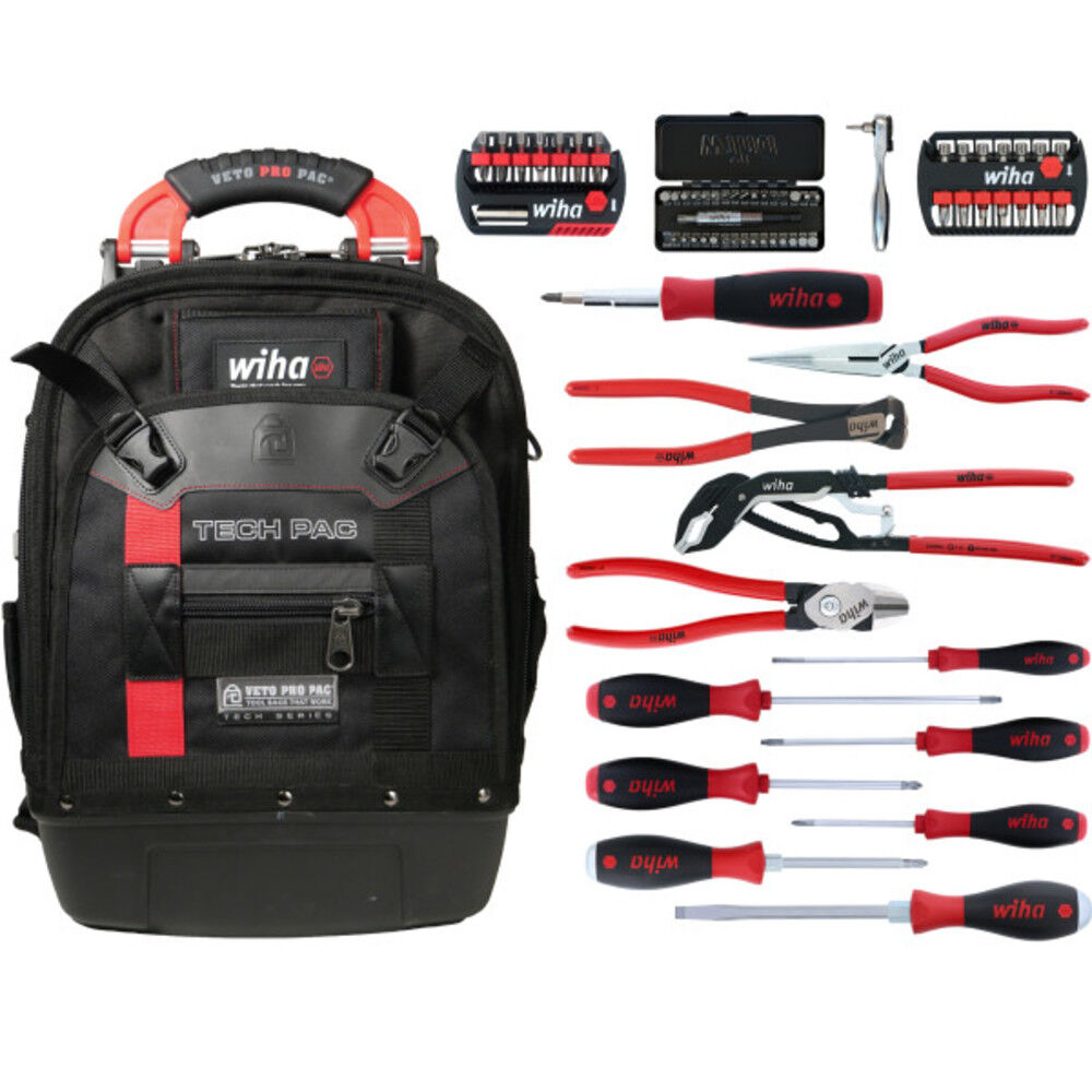 Wiha Contractor Tool Set RedStripe Tech Pac 63pc 91862 from Wiha - Acme ...