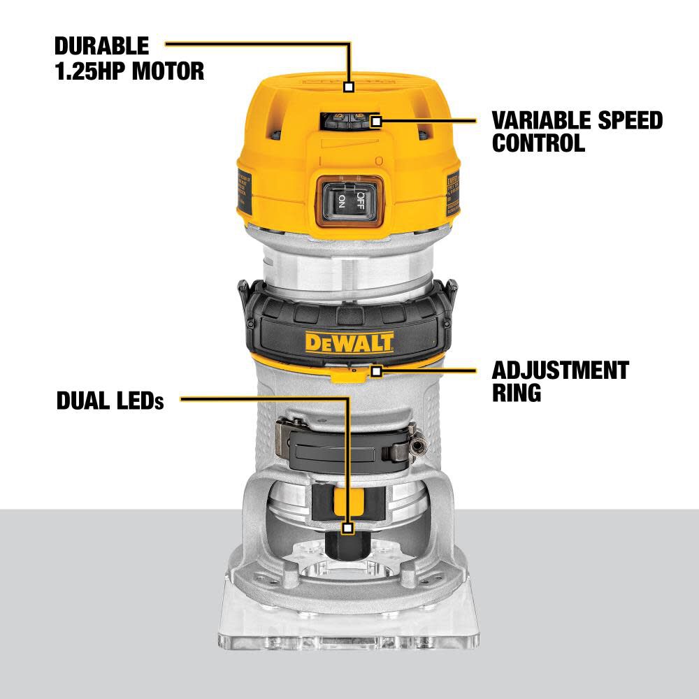DEWALT DWP611 - 1.25 Peak HP Compact Router (DWP611) DWP611 - Acme Tools