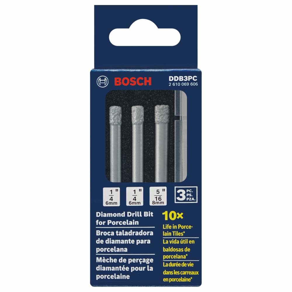 Bosch Porcelain Diamond Drill Bit Set 3pc DDB3PC - Acme Tools