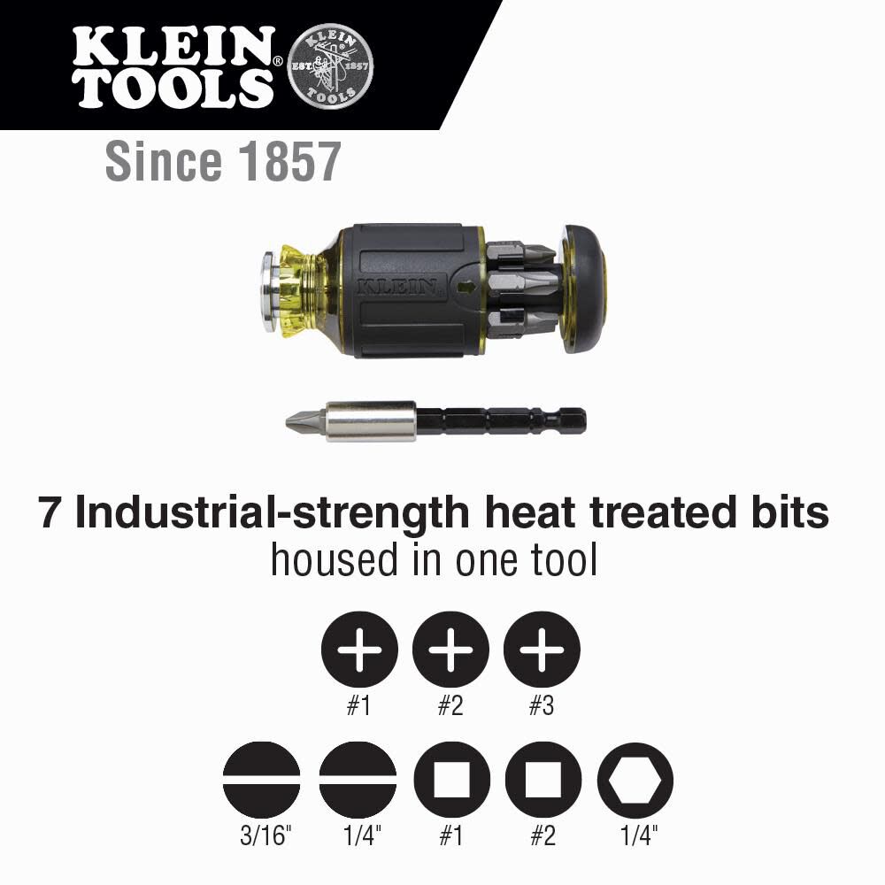 Klein Tools 8-in-1 Adjust. Stubby Screwdriver 32308 - Acme Tools