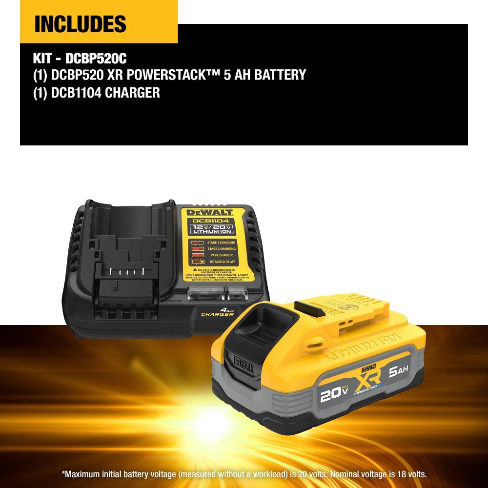 DEWALT 20V MAX POWERSTACK 5.0 Ah Battery Starter Kit DCBP520C - Acme Tools