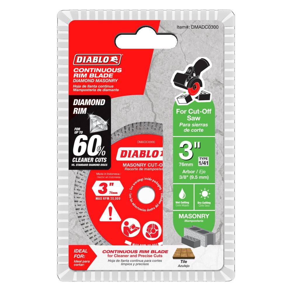 Diablo Tools 3" Diamond Continuous Rim Cut Off Discsfor Masonry DMADC0300 from Diablo Tools ...