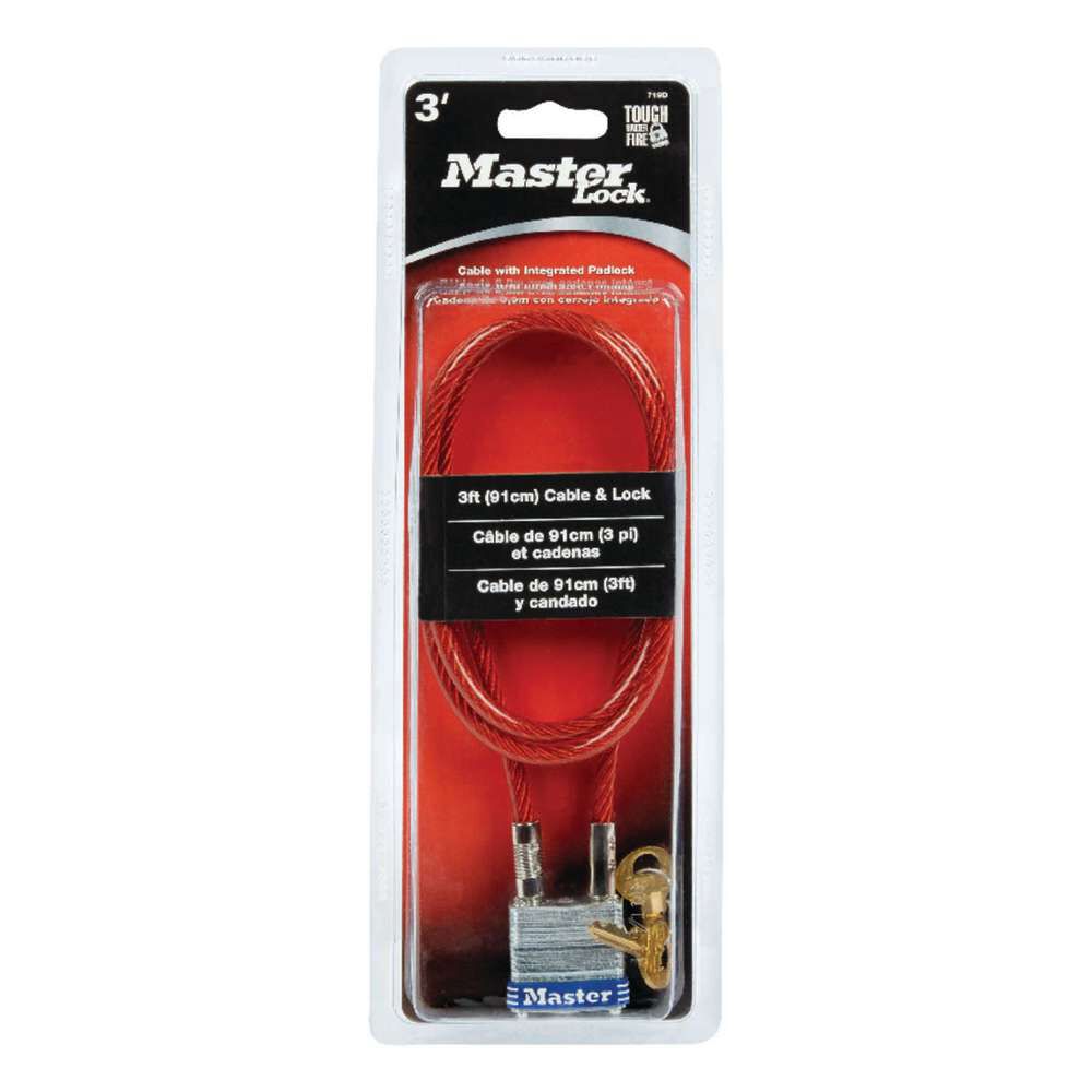 Master Lock Padlock Cable Lock 3/16 x 36in 4 Pin Cylinder Steel 1pk ...