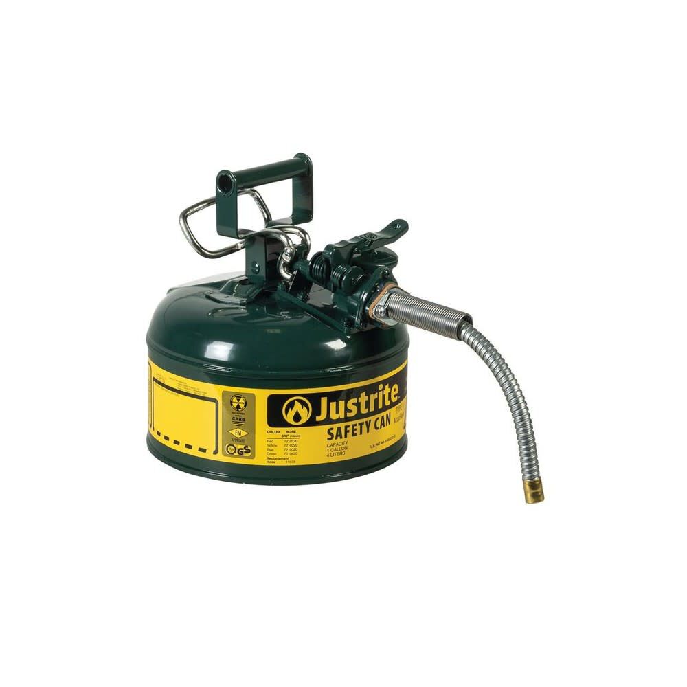 Justrite 1 Gal Steel Safety Green Oil Can Type II 7210420 - Acme Tools
