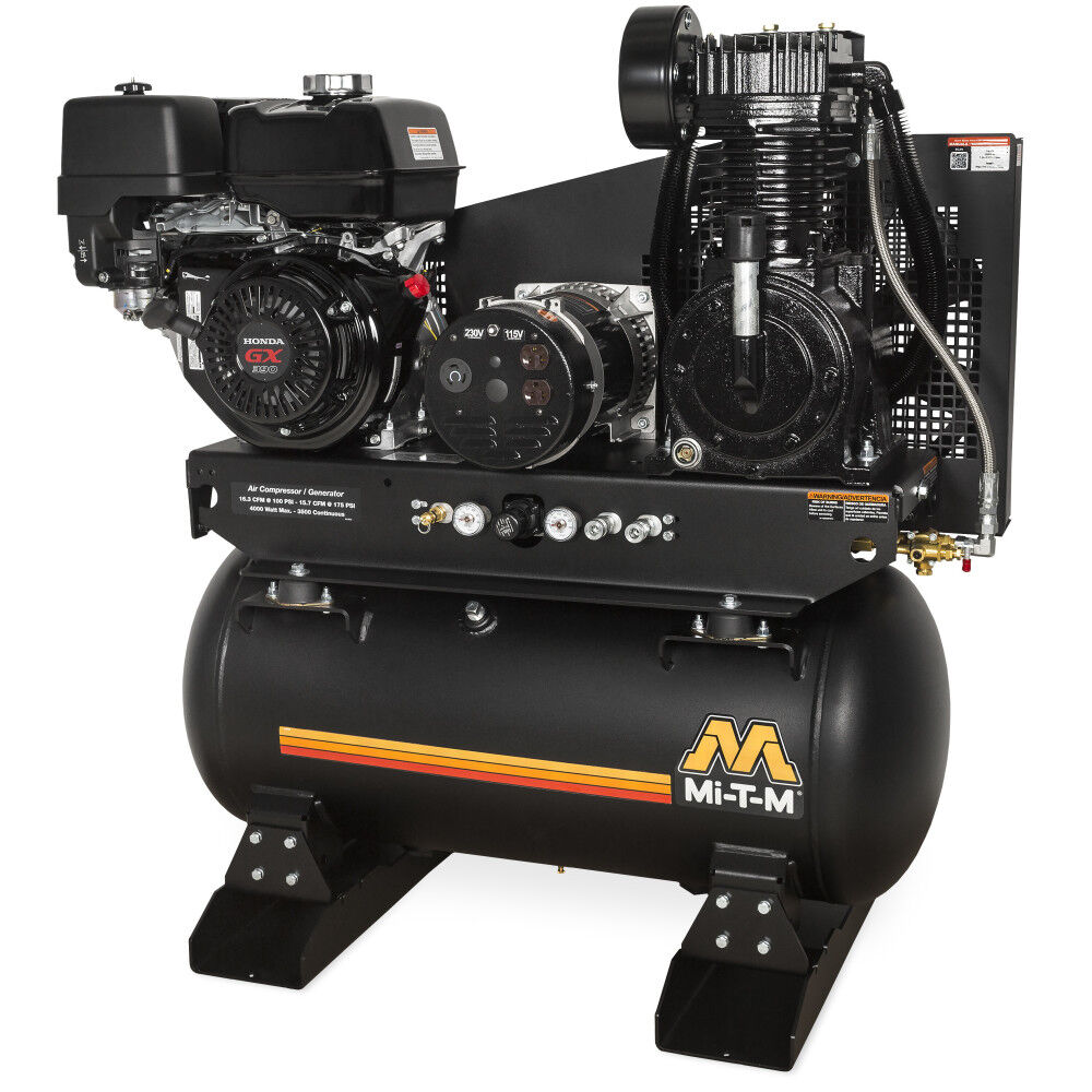 Mi T M 30 Gallon 389 cc GX390 OHV Two Stage Air Compressor/Generator ...