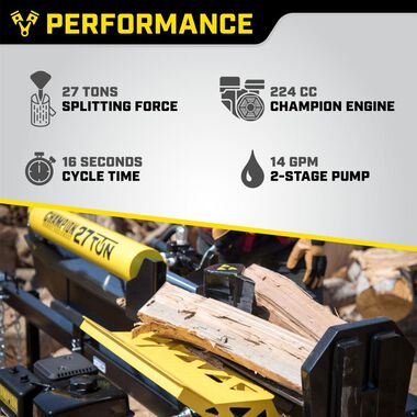 Champion Power Equipment 27 Ton Horizontal/Vertical Full Beam Gas Log ...