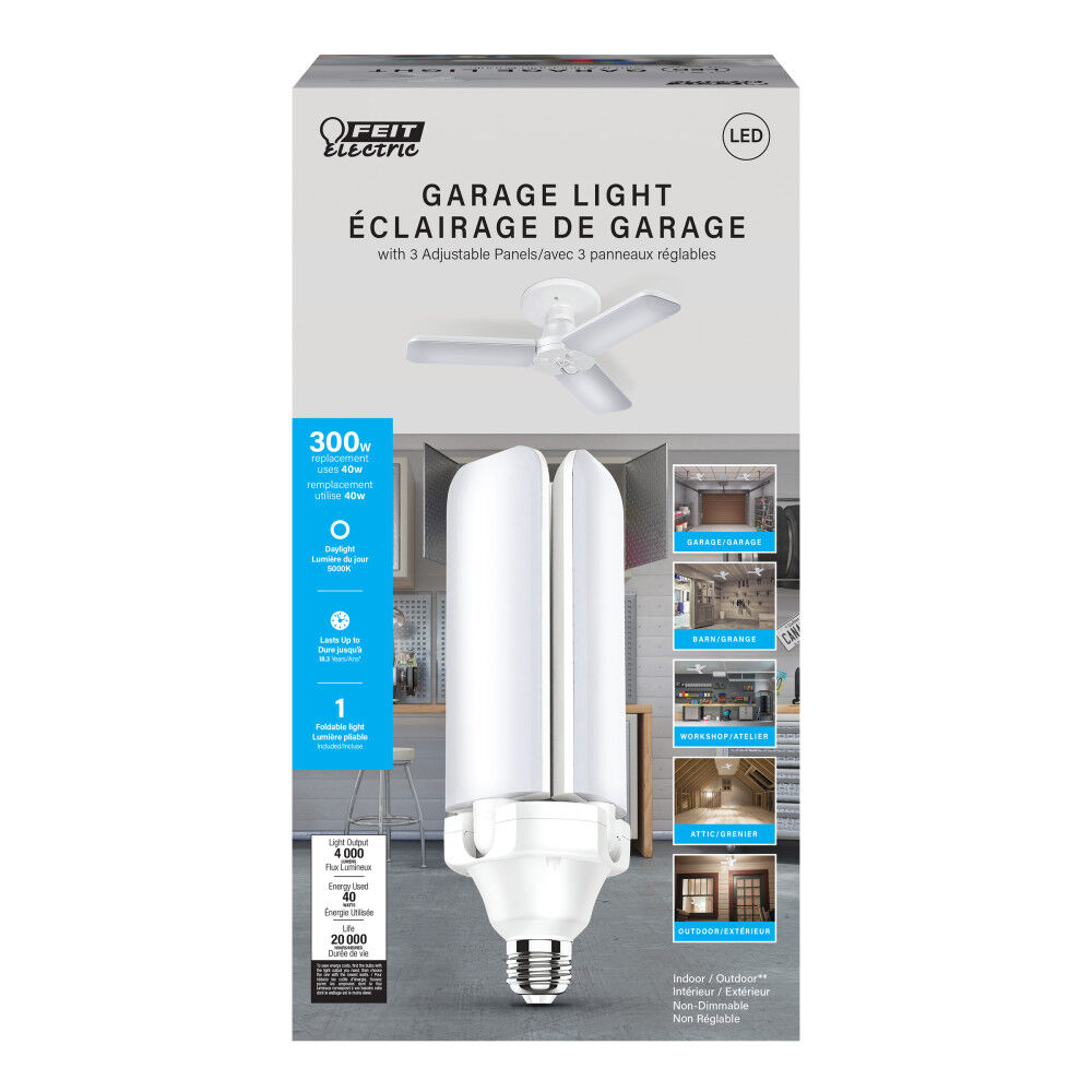 Feit Electric 4000 Lumens Foldable Panel Garage Light 1pk ADJ4000/5K ...