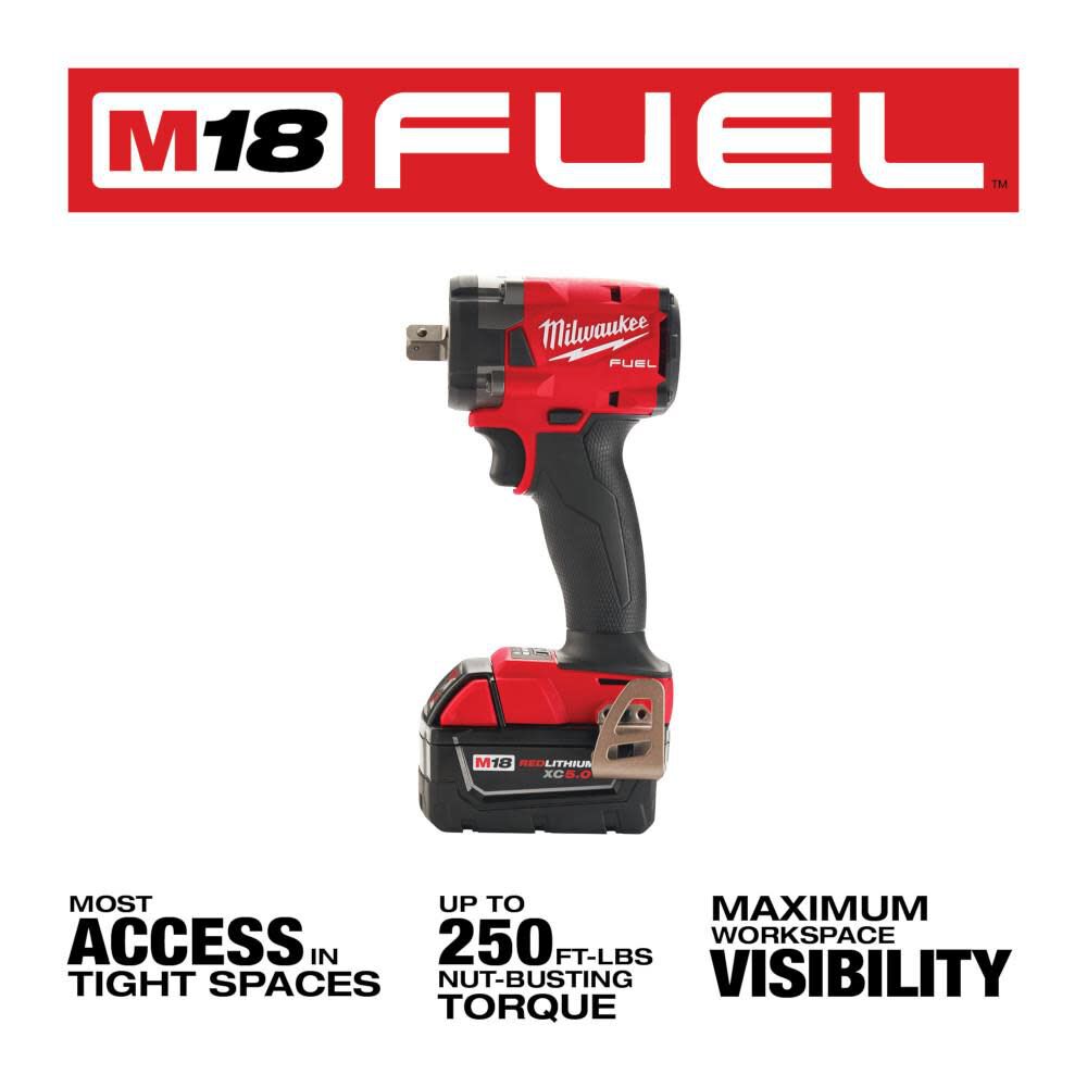 Milwaukee M18 FUEL 1/2inch Compact Impact Wrench with Pin Detent Kit ...