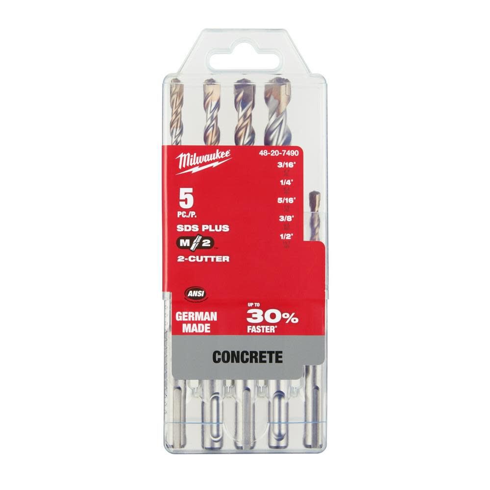 Milwaukee 5-Piece SDS-Plus M/2 Kit 48-20-7490 from Milwaukee - Acme Tools