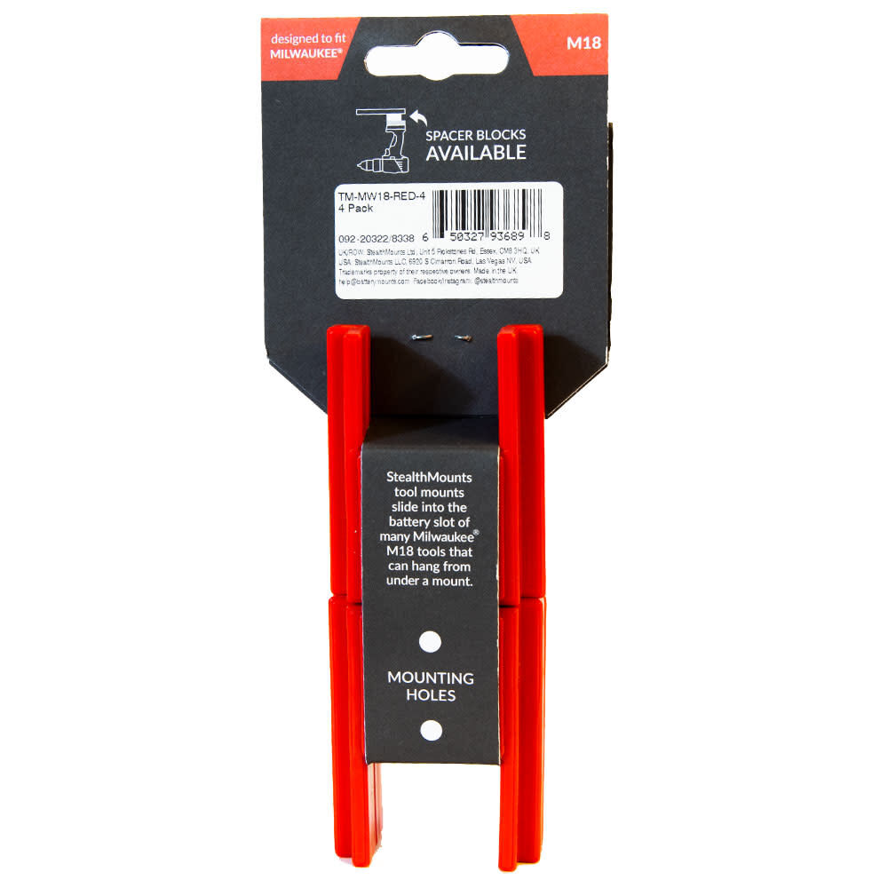 Stealthmounts Tool Mount Milwaukee M18 Red 4pk TM-MW18-RED-4 - Acme Tools