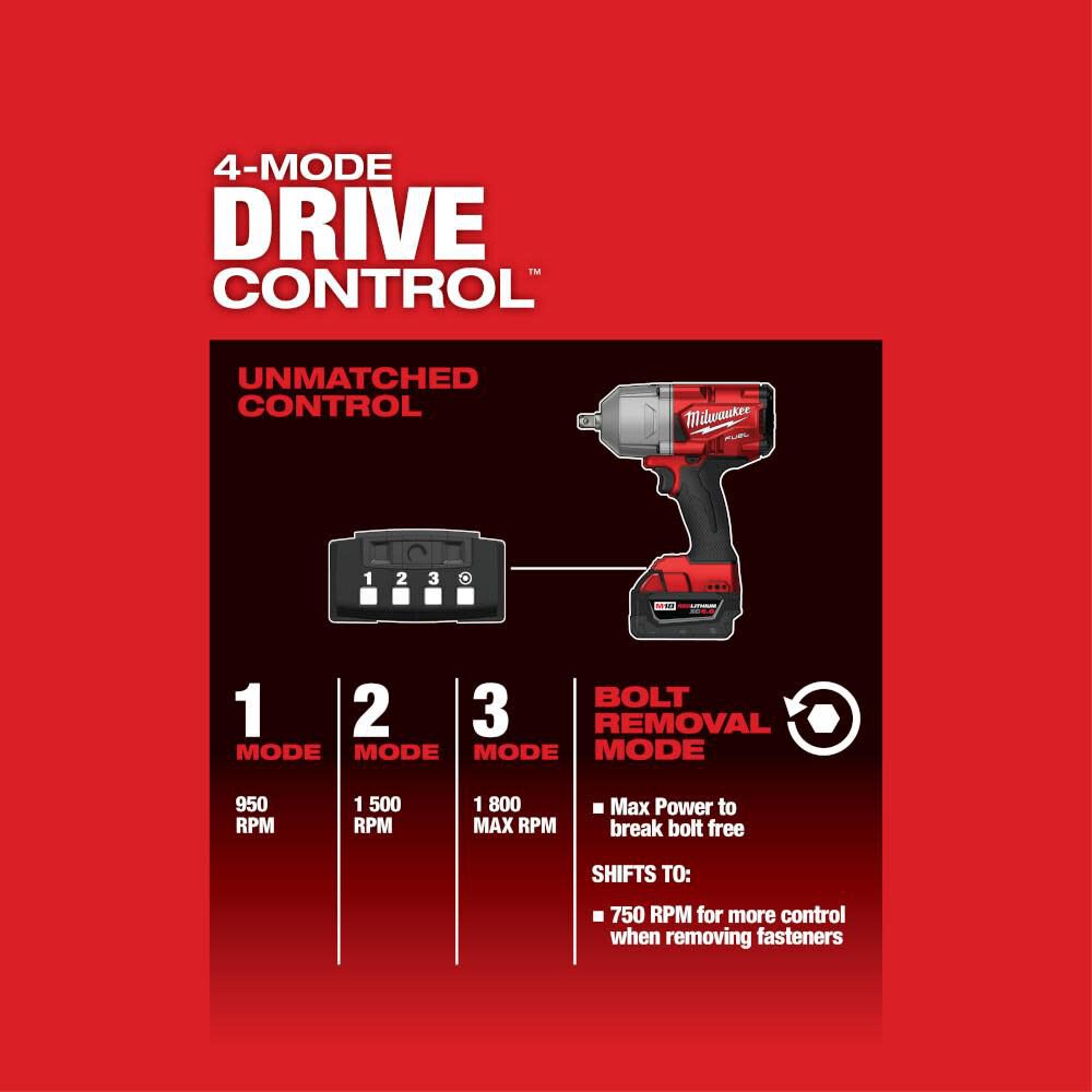 Milwaukee M18 FUEL 1/2 in. High Torque Impact Wrench with Pin Detent (Bare Tool) 2766-20 - Acme ...