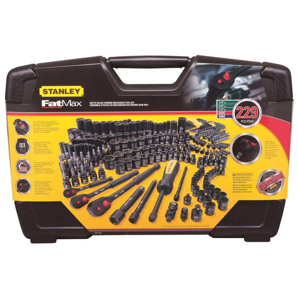Stanley 229 pc Black Chrome Mechanic's Tool Set FMMT71665 - Acme Tools