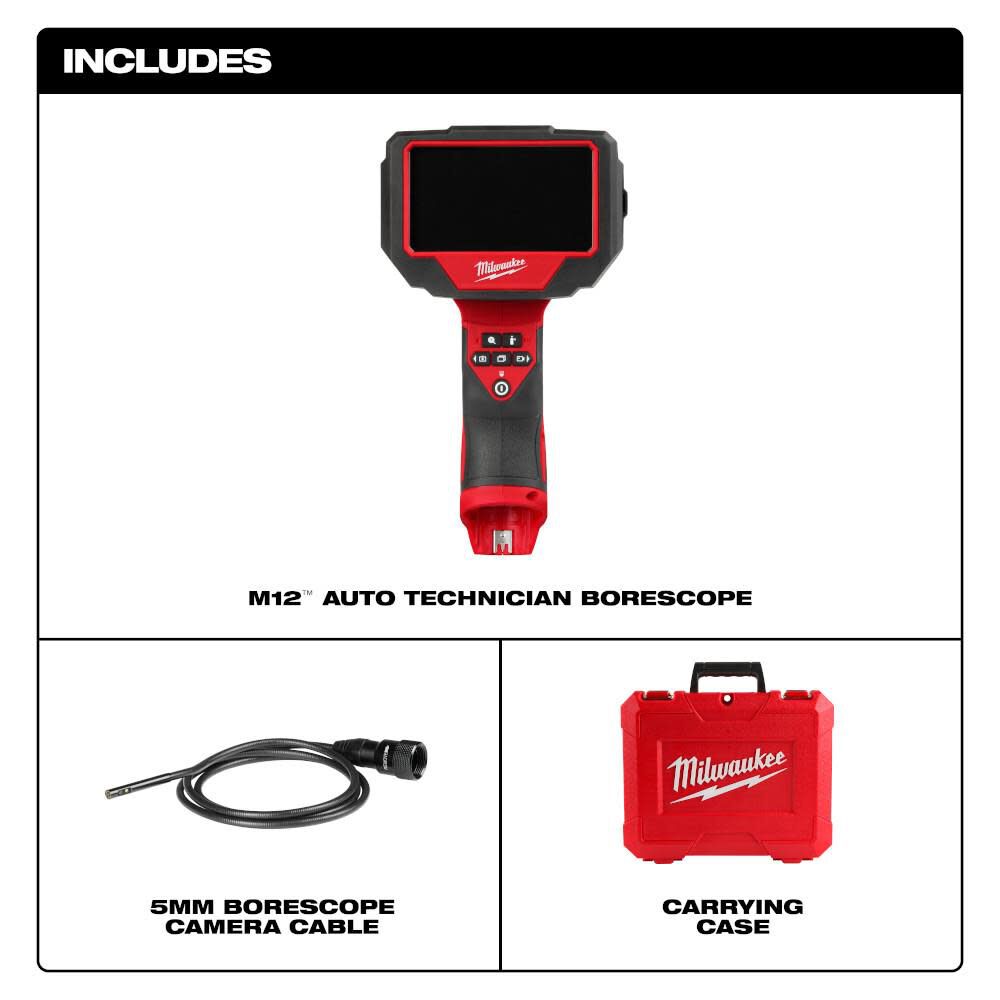 Milwaukee M12 Auto Technician Borescope (Bare Tool) 3150-20 - Acme Tools