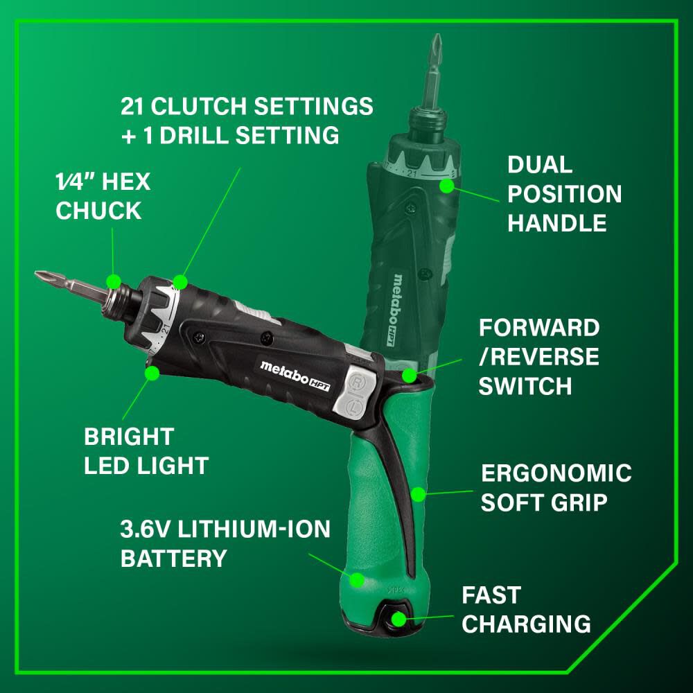 Metabo HPT 1/4inch Hex Drive Screwdriver Kit DB3DL2M - Acme Tools