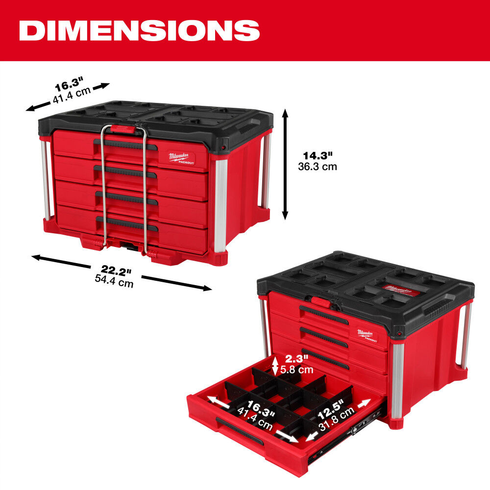 Milwaukee PACKOUT 4-Drawer Tool Box 48-22-8444 from Milwaukee - Acme Tools