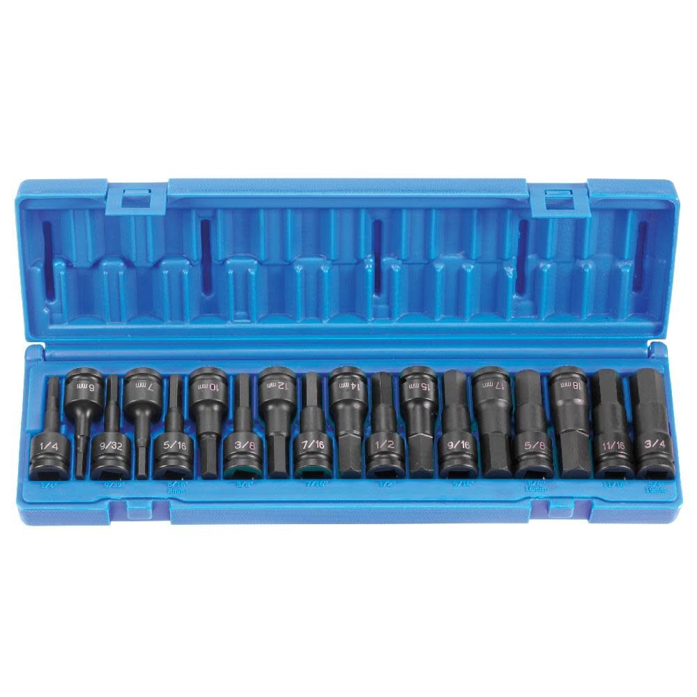 Grey Pneumatic 1/2 In. Drive 18 pc. Combo Hex Set 1598HC - Acme Tools