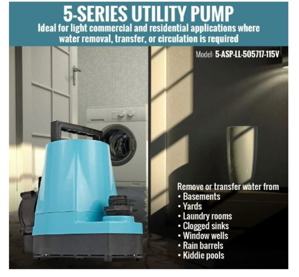 Little Giant Pump 5 Series 115/230V 1/6HP Submersible Utility Pump with ...