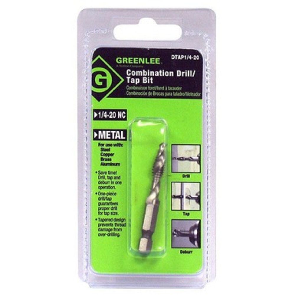 Greenlee HSS 1/4 Inch-20NC Combination Drill and Tap Bit DTAP1/4-20 ...