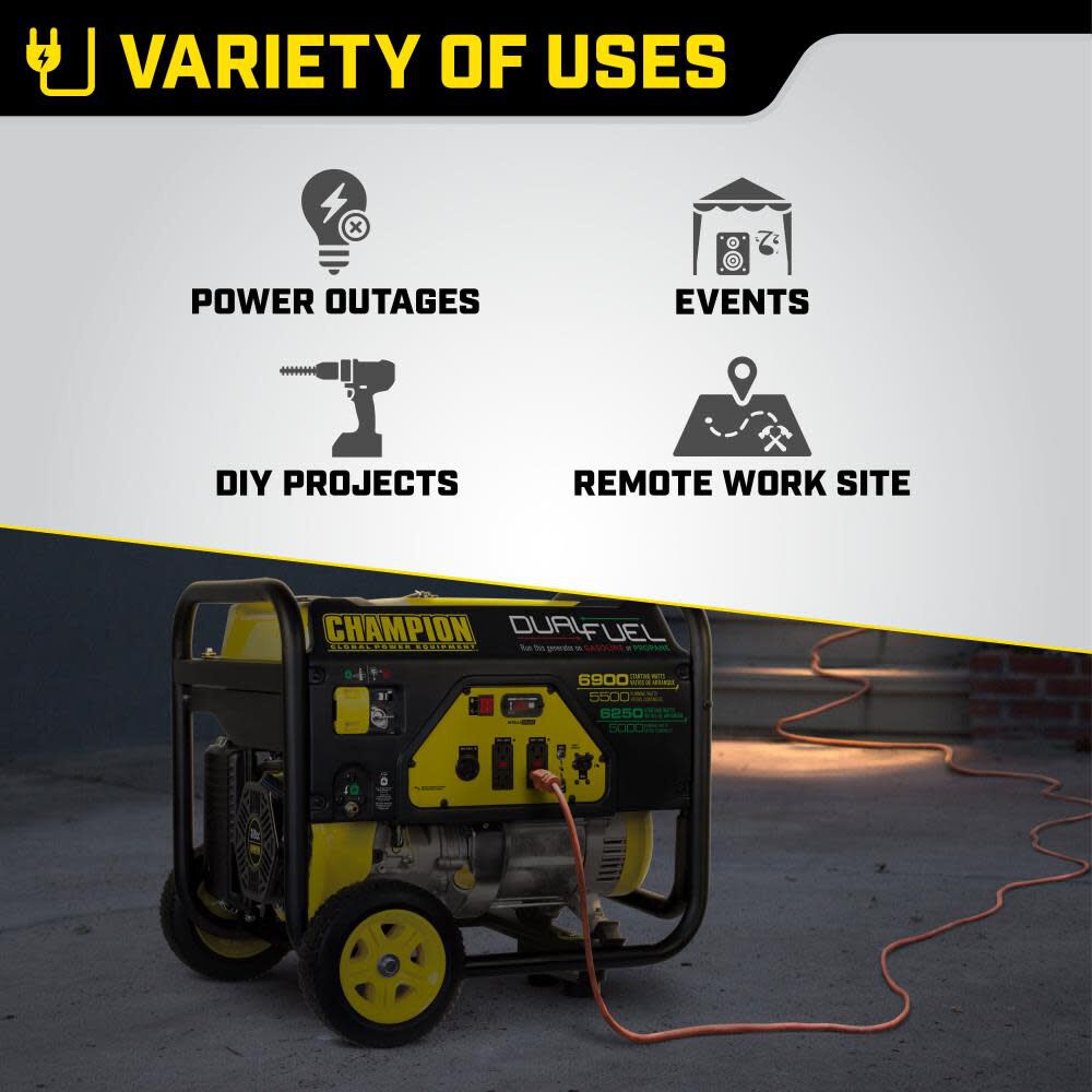 Champion Power Equipment 5500-Watt Dual Fuel Portable Generator with ...