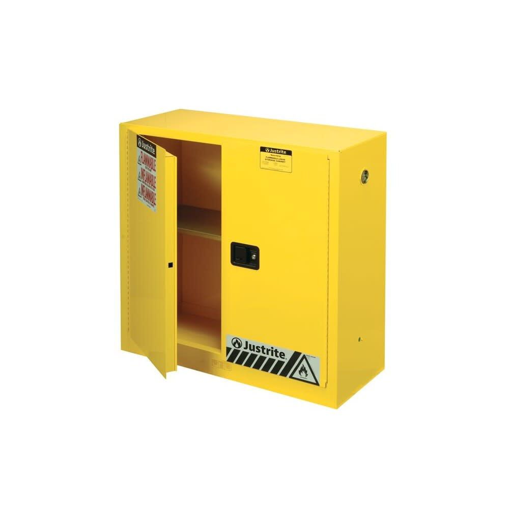 Justrite 30 Gallon Yellow Steel Manual Close Flammable Cabinet 893000 ...