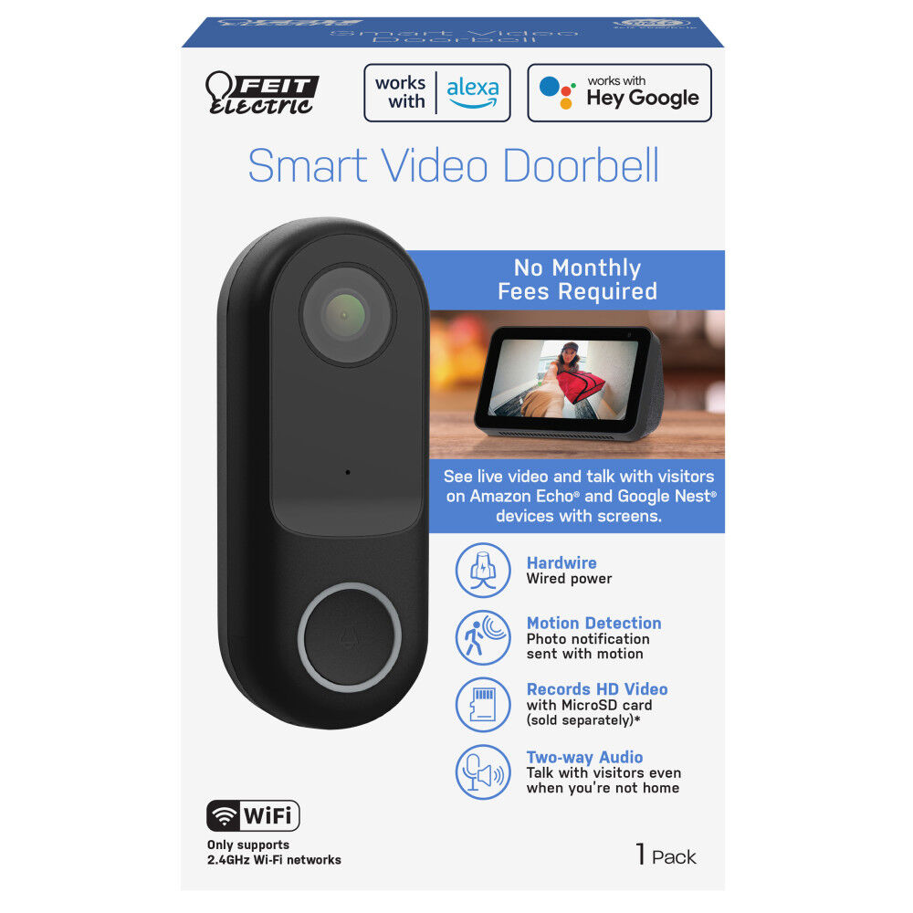 Feit Electric 1080p HD 130 Deg WiFi Smart Video Doorbell Camera CAM ...