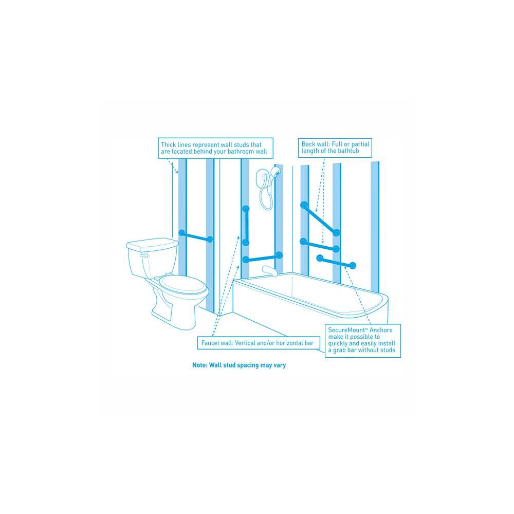 Moen Home Care Chrome Steel Grab Bar Securemount Anchor 1 Pair ...