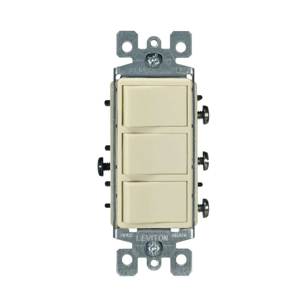 Leviton Decora Triple Combination Rocker Switch 120V Ivory 1 Pole ...