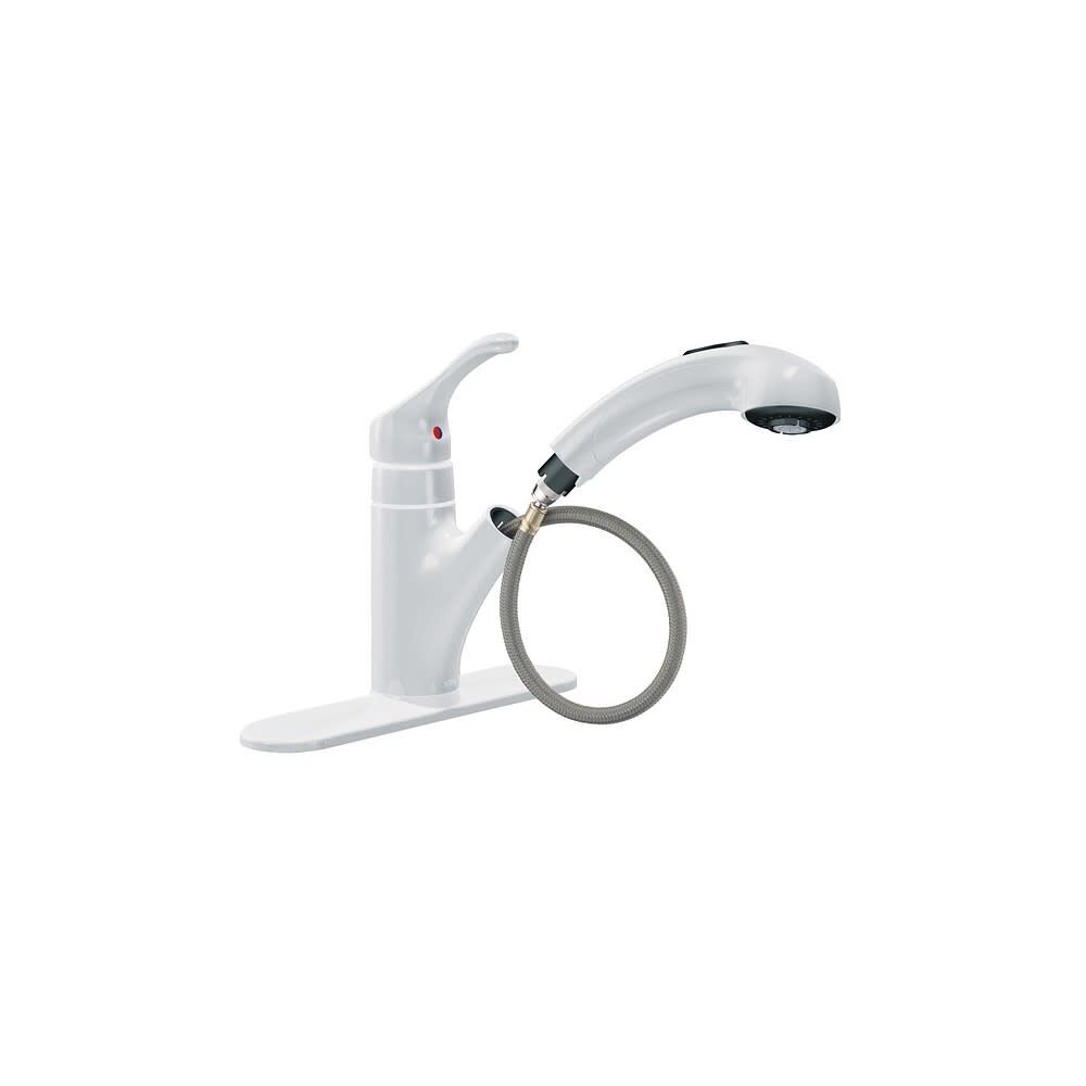 Moen Pullout Kitchen Faucet Renzo Glacier 1 Handle Low Arc CA87316W ...