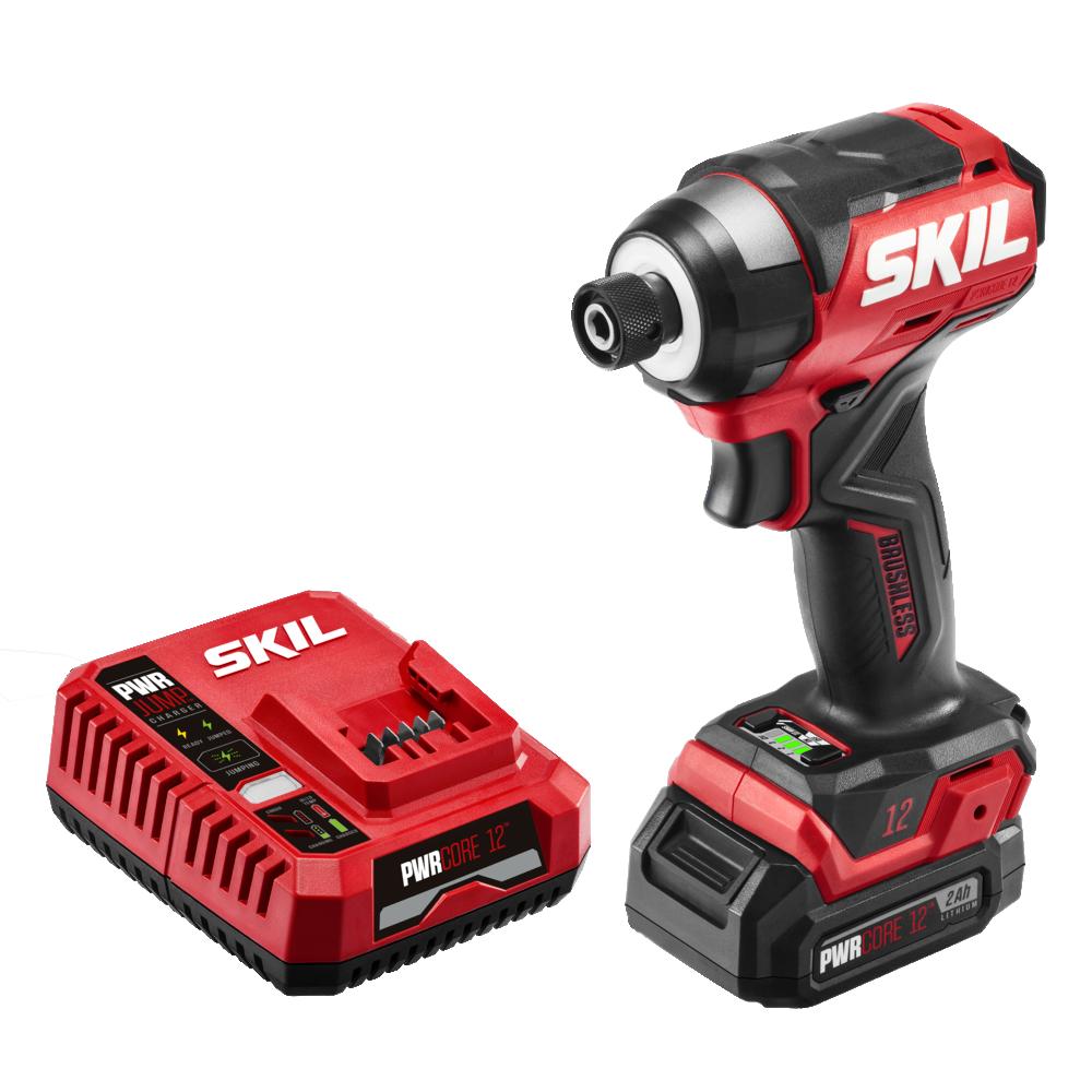 SKIL PWR CORE 12 Brushless 12V 1/4 in Hex Impact Driver Kit ID6744A-10 ...