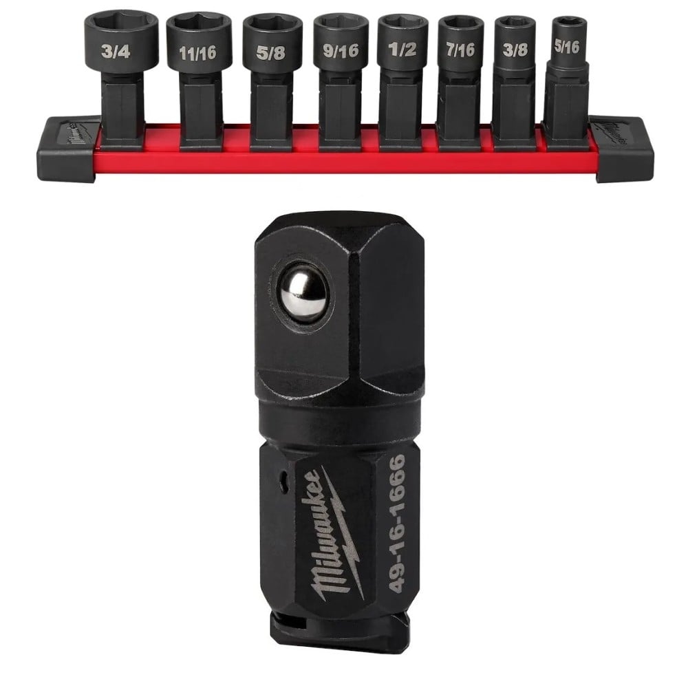 Milwaukee INSIDER Box Ratchet Anvil Adapter and 8 Piece SAE Socket Set ...