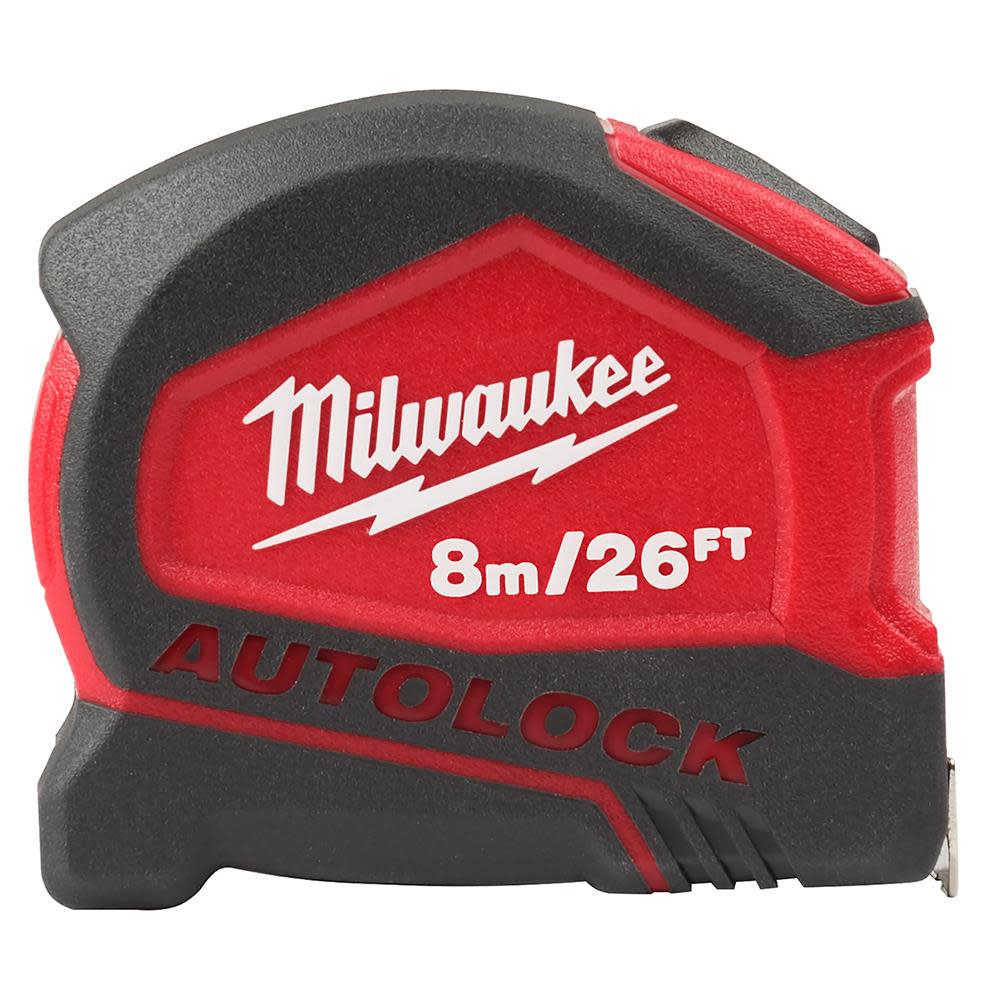 Milwaukee 8m/26' Compact Auto Lock Tape Measure 48-22-6826 - Acme Tools