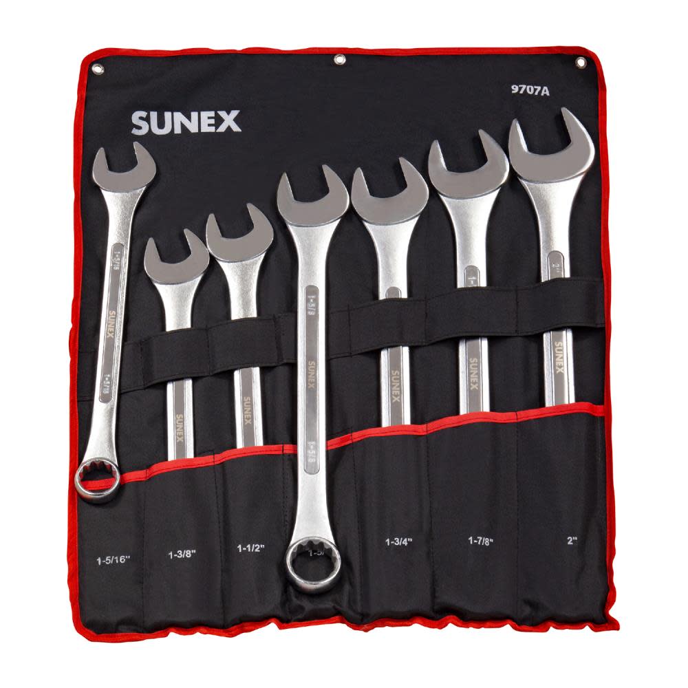 Sunex SAE Raised Panel Jumbo Combination Wrench Set 7pc 9707A - Acme Tools