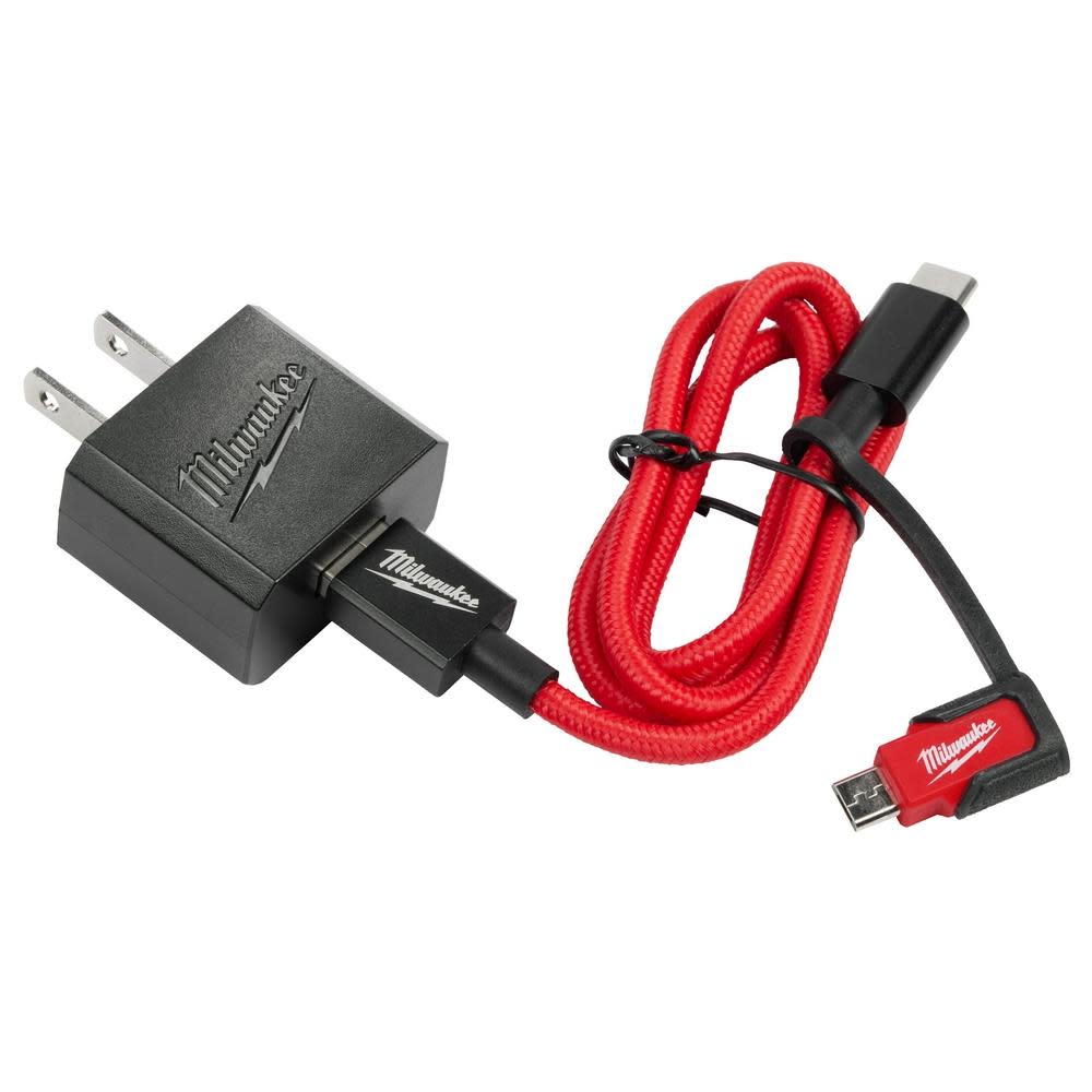Milwaukee 3ft USB-C and 2.1A Wall Charger w/Micro USB Adaptor 48-59 ...