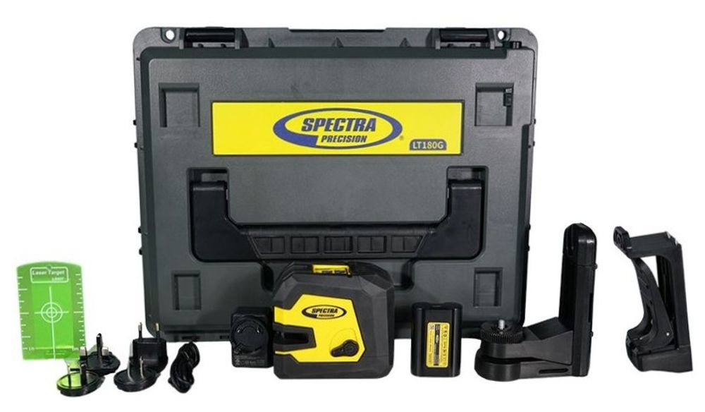 Spectra Precision Lithium 3000 mAh 7.2V Green Beam Cross Line Laser Kit ...