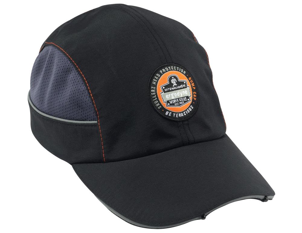Ergodyne Skullerz 8960 Black Short Brim LED Bump Cap 23370 - Acme Tools