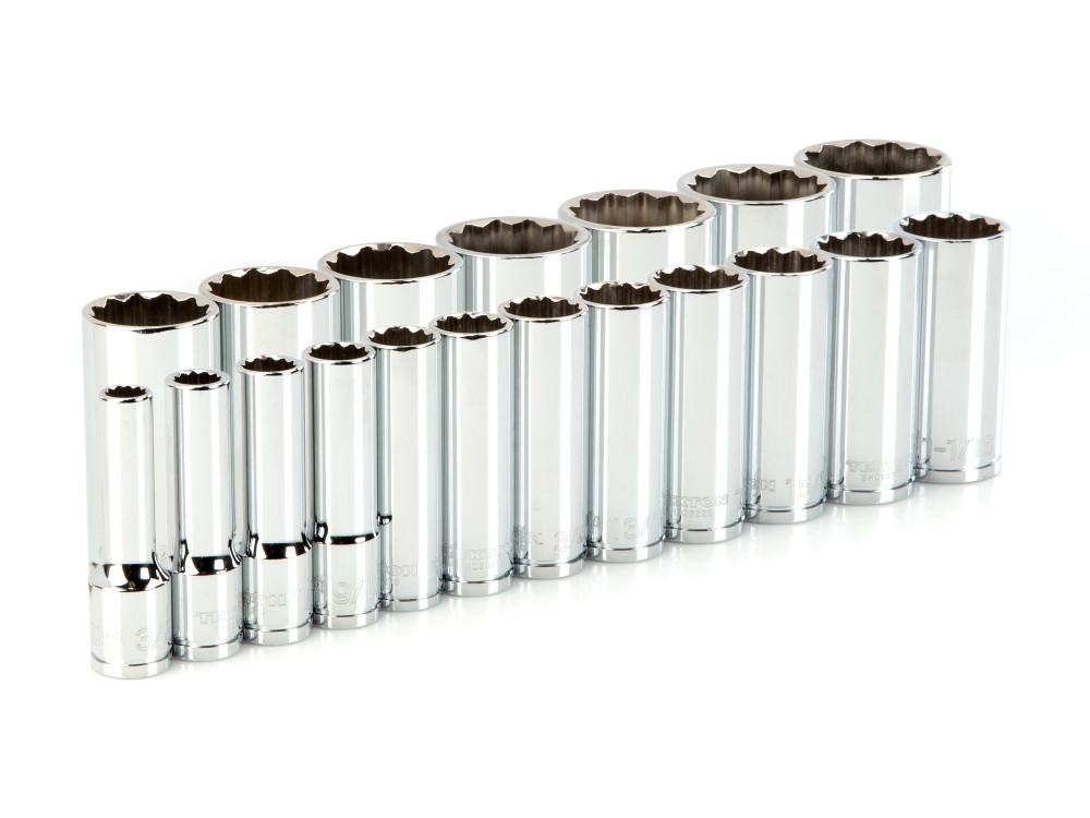 Tekton 1/2 Inch Deep 12 Point Socket Set, 19 Piece (3/8 - 1-1/2 Inch ...