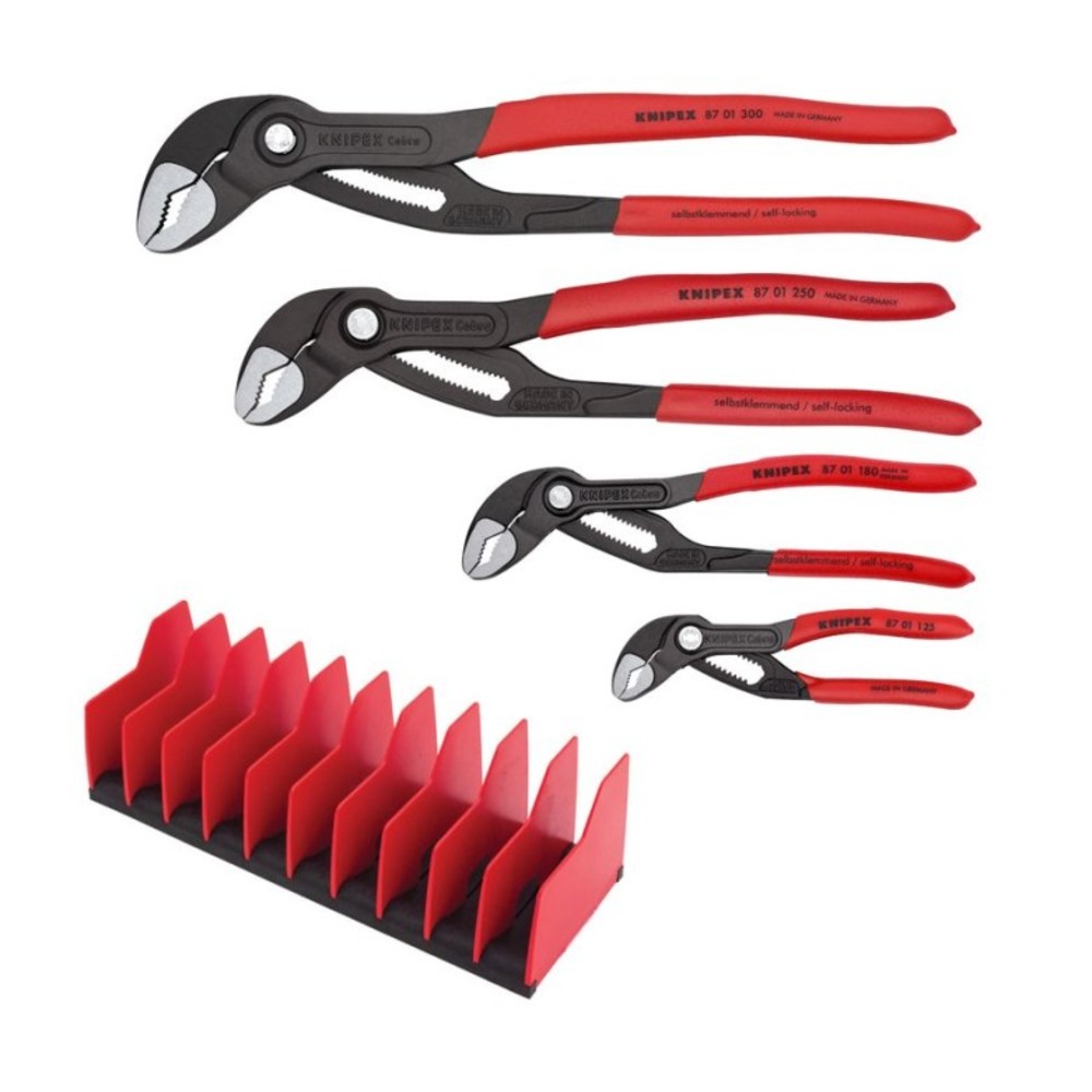 Knipex Cobra Pliers Set 4pc with 10pc Tool Holder 9K 00 80 138 US ...