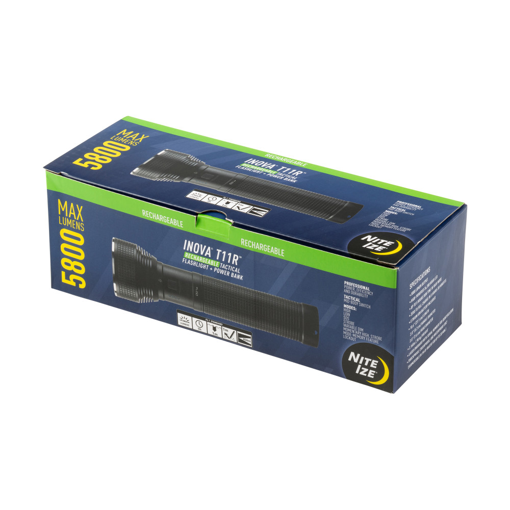 Nite Ize INOVA T11R Rechargeable Tactical Flashlight + Power Bank T11RA ...