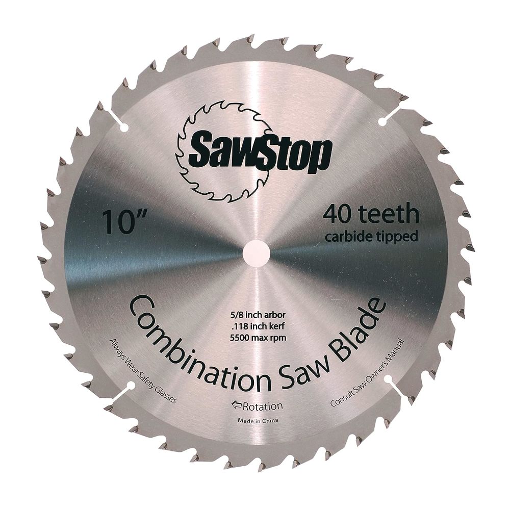 Sawstop Steel Combination Blade - 40 Tooth (ATB) Carbide Tipped CNS-07 ...