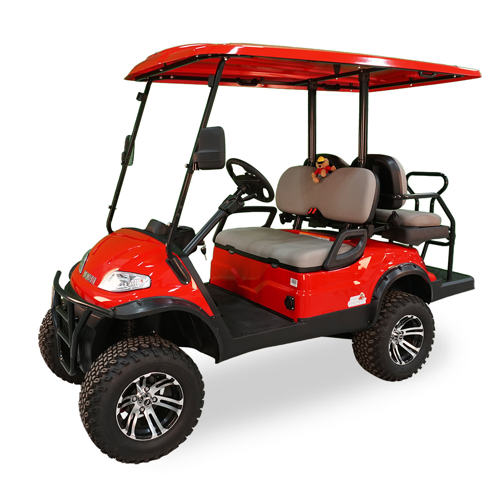 Advanced EV 48V Electric 2+2 Passenger Lifted Golf Car Lava Red EV1 4L-LRED-23 - Acme Tools