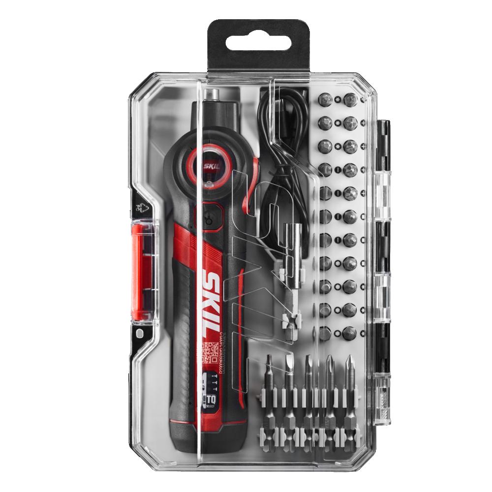 SKIL Twist 2.0 Rechargeable 4V Screwdriver with 28 PC Bit Kit SD5619-02 ...