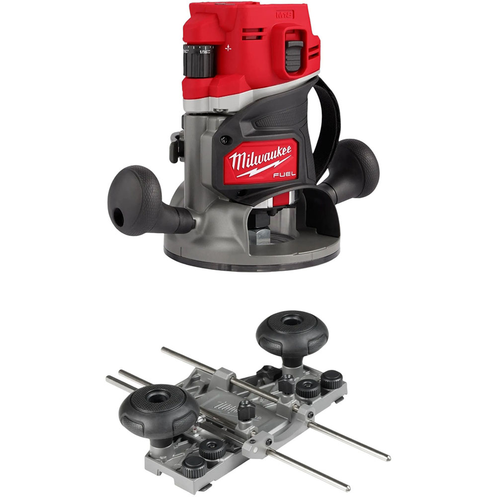 Milwaukee M18 Fuel 1/2 Inch Router, Router Guide Rail Adapter Bundle ...